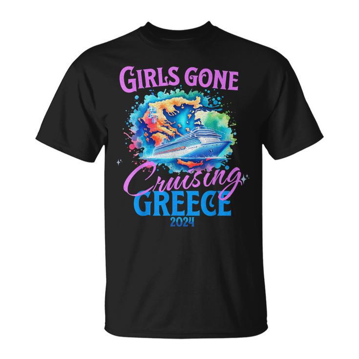 Greece 2024 Girls Gone Cruising Crew Greece Map T-Shirt - Monsterry