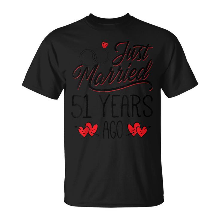 Just Married 51 Years Ago Couple 51St Anniversary T-Shirt - Monsterry