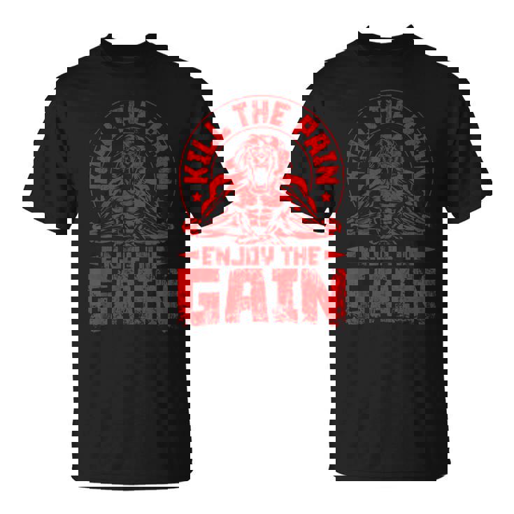 Lion Pain Beast Gain Fitness Gym Animal Motivation Workout T-Shirt ...