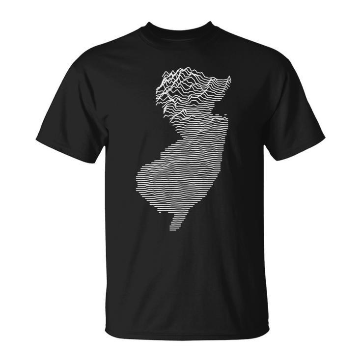 New Jersey Joy Plot Topography Elevation Map T-Shirt - Monsterry