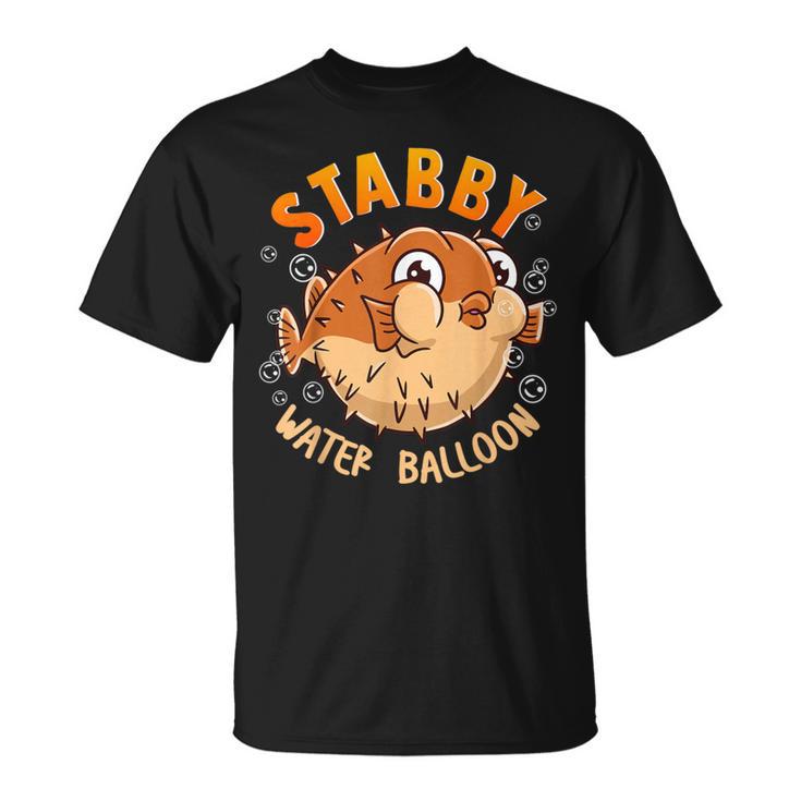 Pufferfish Stabby Water Balloon Fish Cute T-Shirt - Monsterry