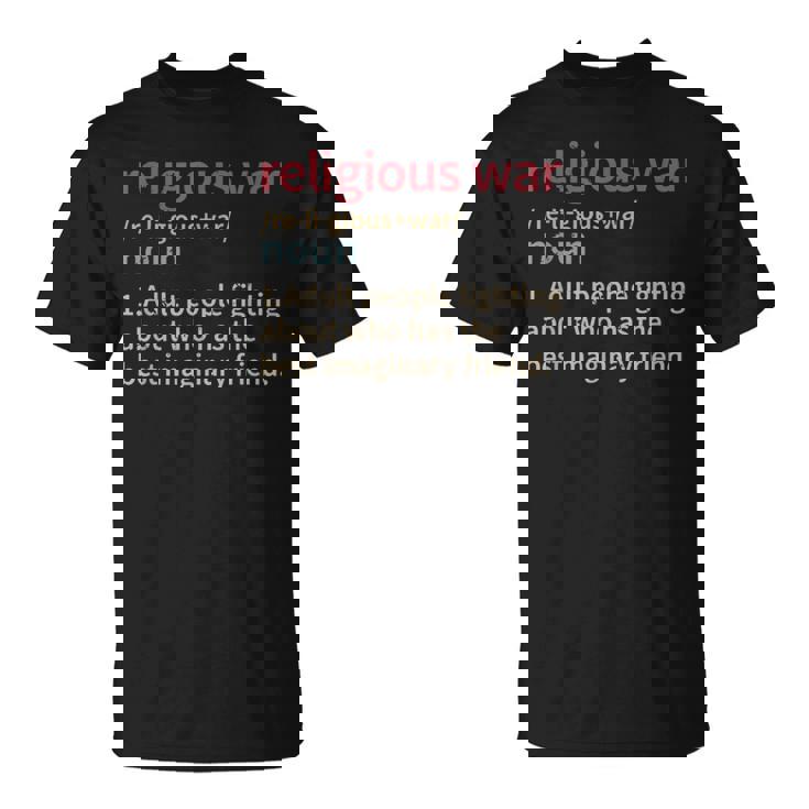 Vintage Religious War Definition Anti-Religious Activist T-Shirt | Mazezy