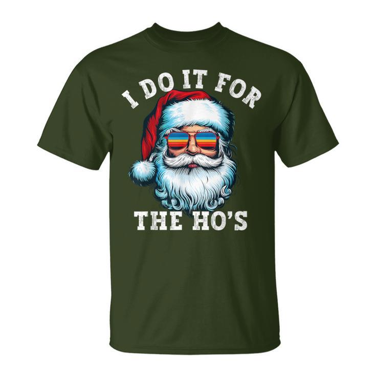 Vintage Santa Face I Do It For The Ho's Santa Christmas Men T-Shirt ...