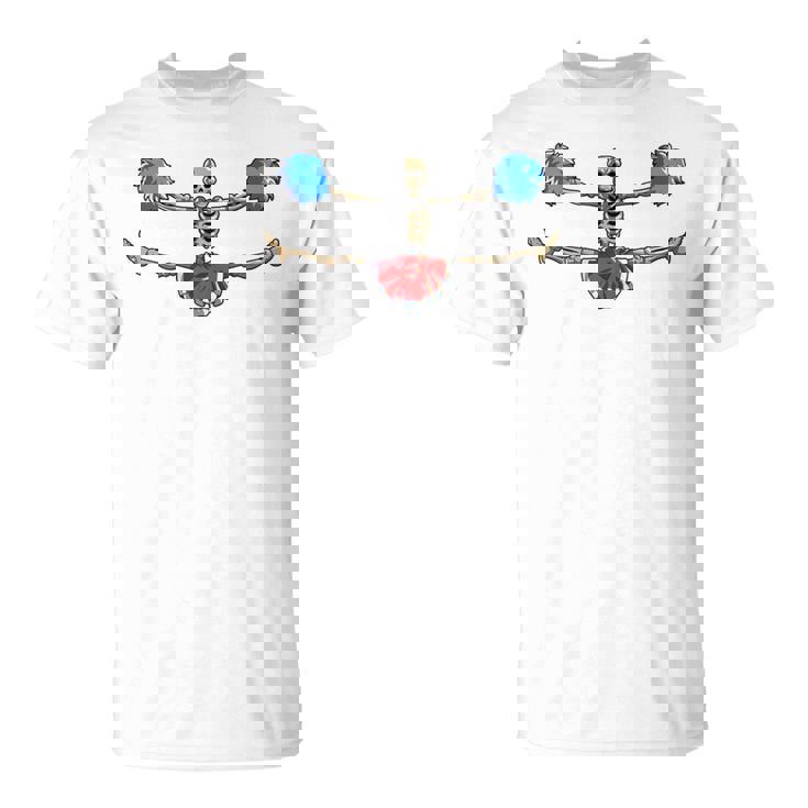 Cheerleading Skeleton Halloween Cheer Skeleton Cheerleader T-Shirt ...