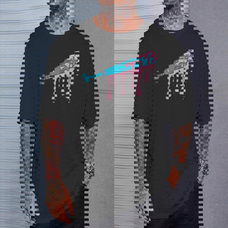 Baseball Bat Drip With Melting Ice Cream Trippy Drippy Fans T-Shirt ...