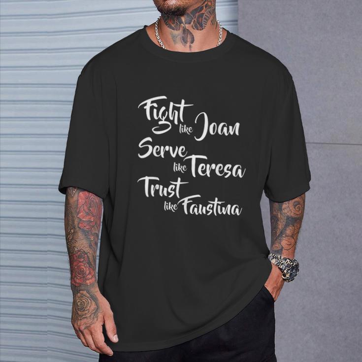 Catholic Saints Joan Teresa Faustina T-Shirt - Thegiftio UK
