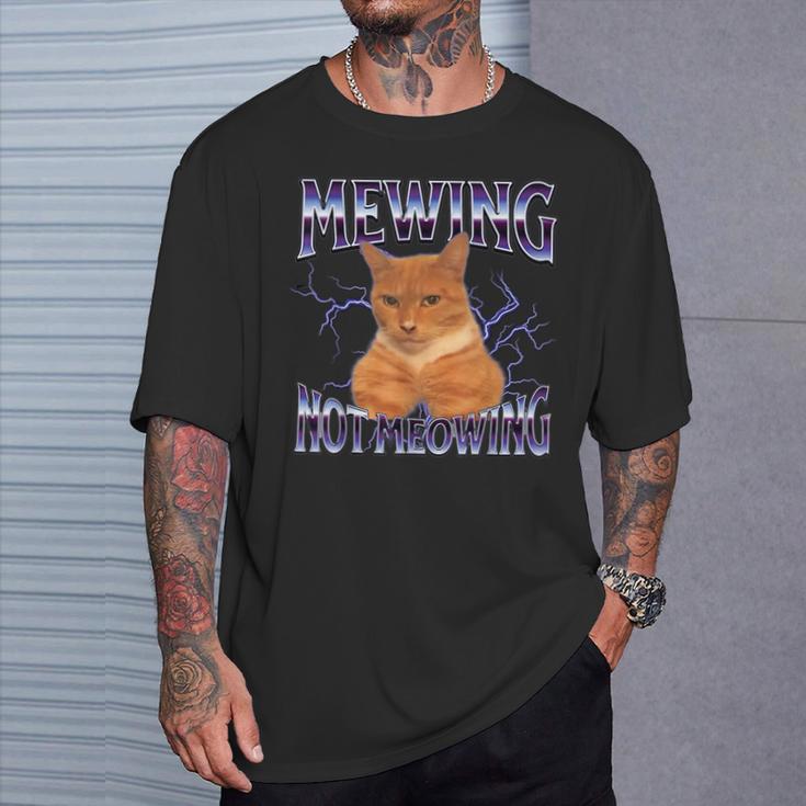 Cat Meme Mewing Not Meowing Looksmaxxing T-Shirt - Monsterry