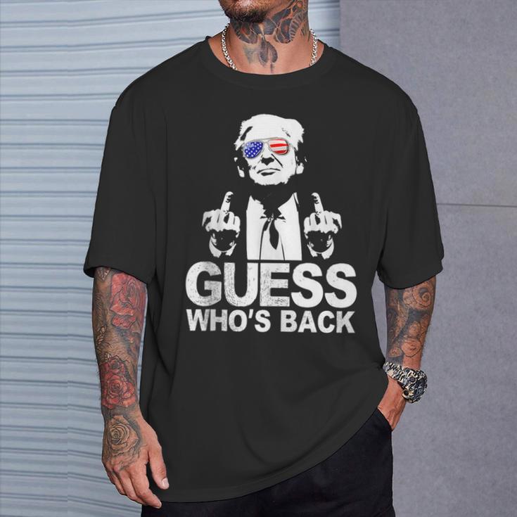 Guess Who's Back President Donald Trump Middle Finger T-Shirt - Monsterry