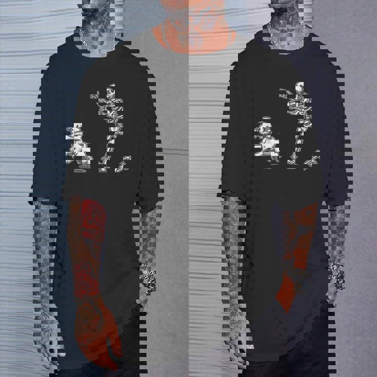 Halloween Dog Skeleton Skeleton Chasing Dog T-Shirt | Mazezy