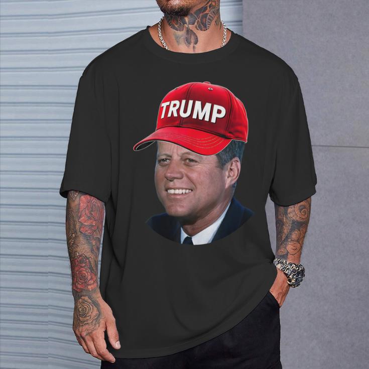 Jfk Wearing Trump Hat John F Kennedy Meme Graphic 2024 T-Shirt - Seseable