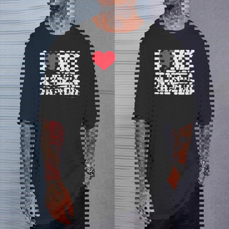 I Love My Autistic Girlfriend Couples Boyfriend Autism T-Shirt - Monsterry