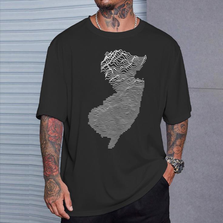 New Jersey Joy Plot Topography Elevation Map T-Shirt - Monsterry
