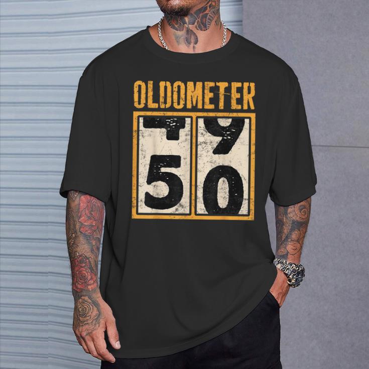 Oldometer 50 Years Old Odometer 50Th Birthday Turning 50 T-Shirt | Mazezy