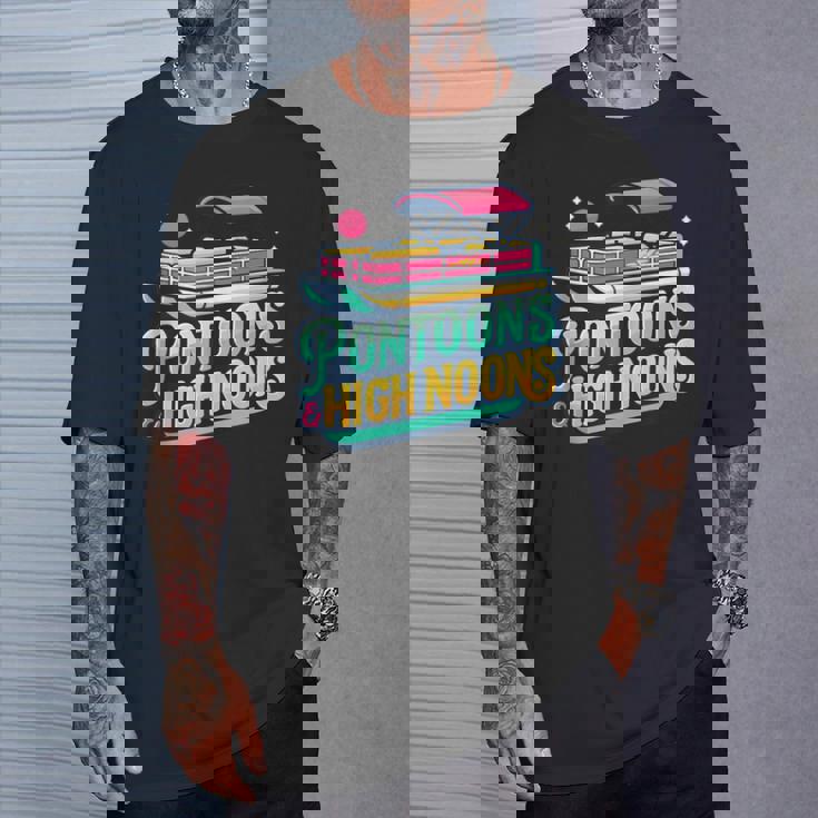 Pontoons And High Noons Summer Boat Meme T-Shirt | Mazezy