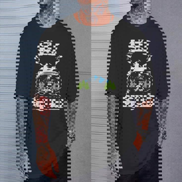 Ski Squad Cool Skiing Skier Vacation Goggles Snow Mountain T-Shirt ...