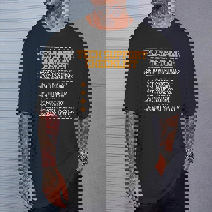 Tech Support Checklist It Computer Helpdesk Men T-Shirt - Monsterry