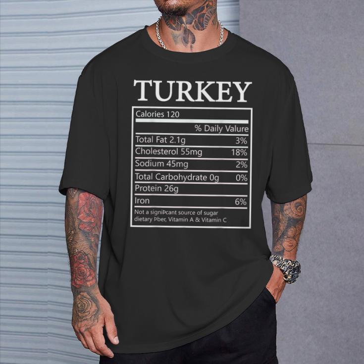 Turkey Nutritional Facts Thanksgiving Food Recipe Family T-Shirt ...
