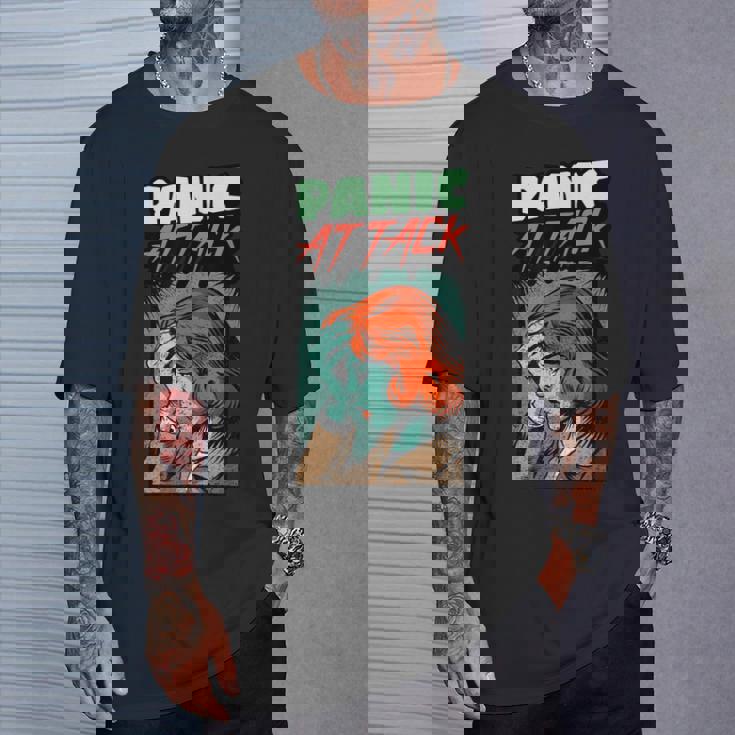 Vintage Comic Panic Attack Illustration Mental Health T-Shirt - Monsterry