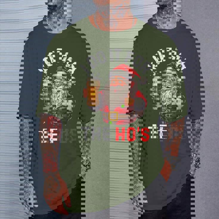 I Do It For The Hos Inappropriate Christmas Santa Face T-Shirt | Mazezy