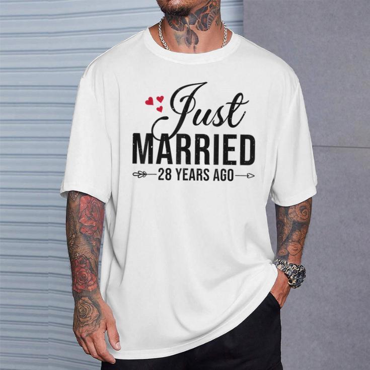 28Th Anniversary For Couple Just Married 28 Years Ago T-Shirt ...