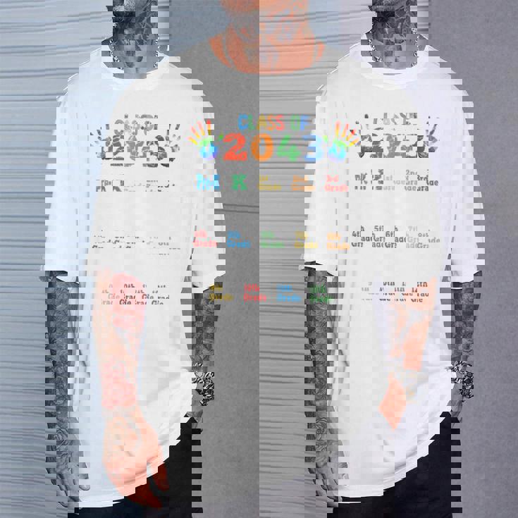 Class Of 2043 Grow With Me Color Handprint Pre-K 12Th Grade T-Shirt ...