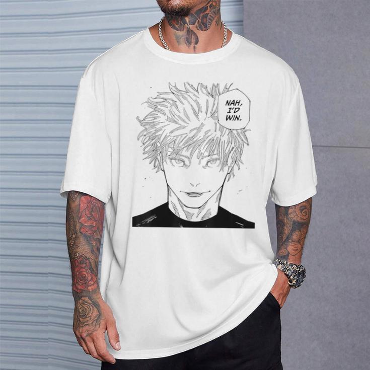 Anime Meme Nah I'd Win Reference Gojo T-Shirt | Mazezy