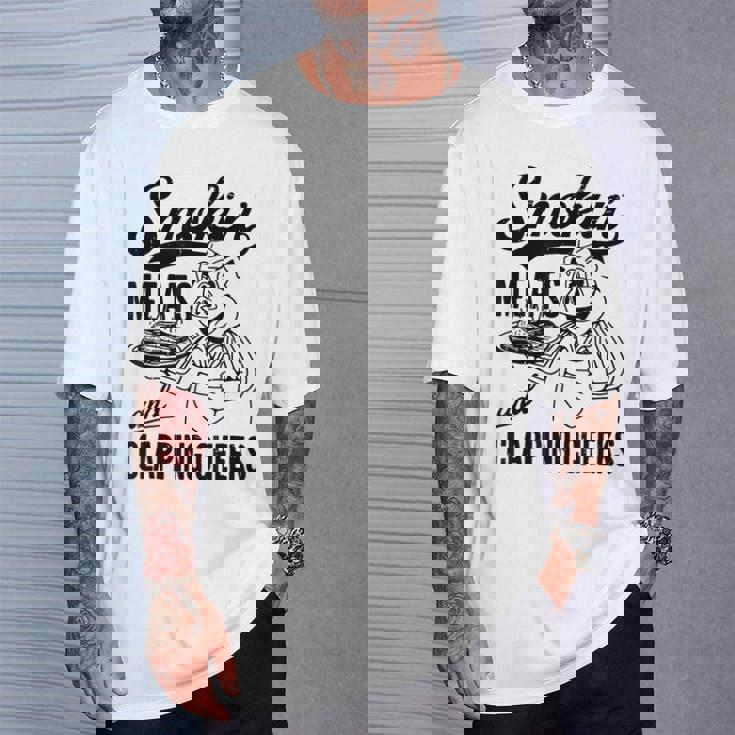 Bbq Meat Groovy Smoking Meats And Clapping Cheeks T-Shirt - Monsterry