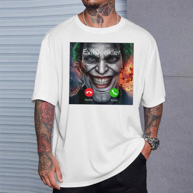 Humor Horror Incoming Call From Evil Jonkler Halloween T-Shirt | Mazezy