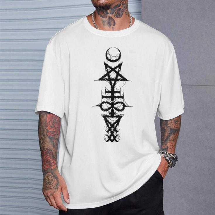 Satanic Symbols Sigil Of Lucifer Inverted Pentagram Unholy T-Shirt ...