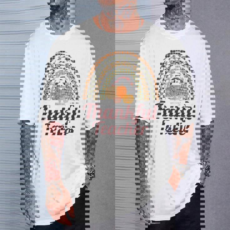 Thankful Teacher Boho Rainbow Thanksgiving Pattern Student T-Shirt ...