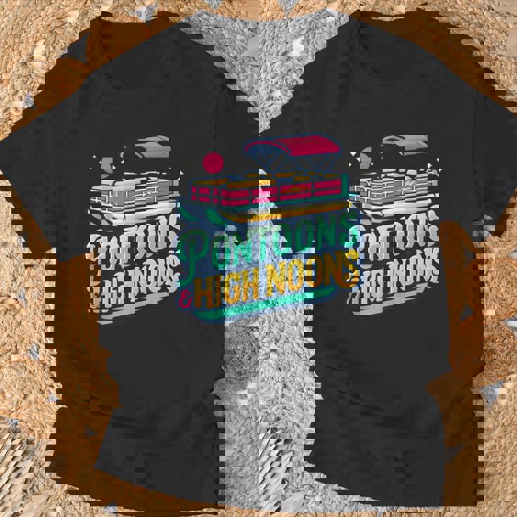 Pontoons And High Noons Summer Boat Meme T-Shirt | Mazezy