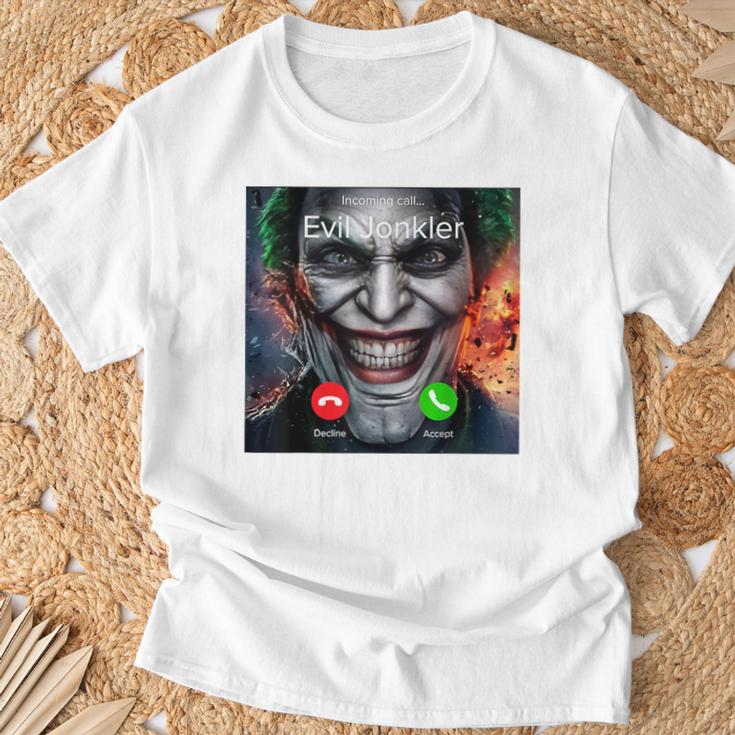 Humor Horror Incoming Call From Evil Jonkler Halloween T-Shirt | Mazezy