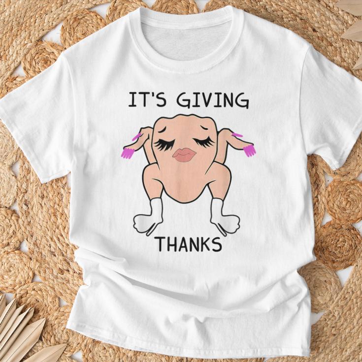 It's Giving Thanks Meme Turkey Slay Thanksgving Gen Z Slang T-Shirt ...