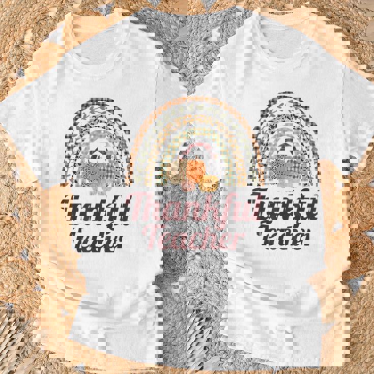 Thankful Teacher Boho Rainbow Thanksgiving Pattern Student T-Shirt ...