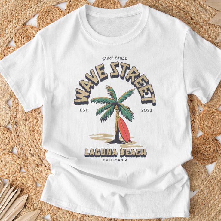 Wave Street Surf Shop Surfboard Logo T-Shirt | Mazezy